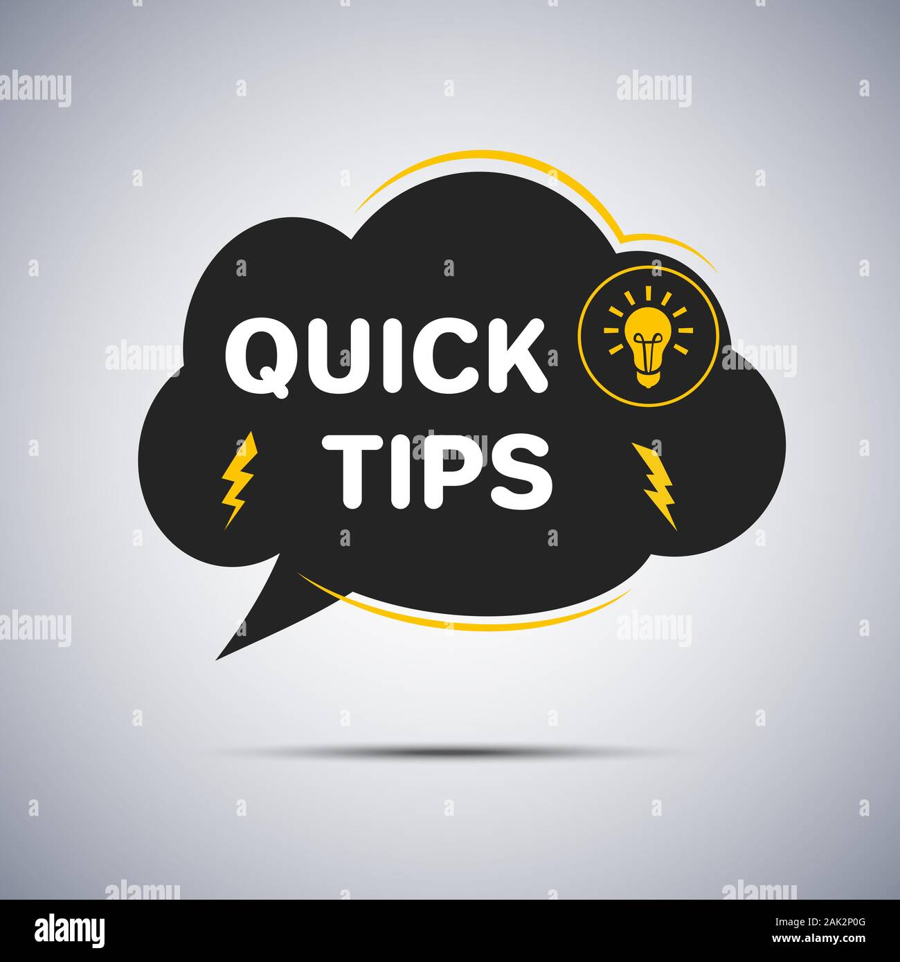 Quick Tips banner vector with light bulb and speech bubble isolated Stock Vector Image & Art - Alamy