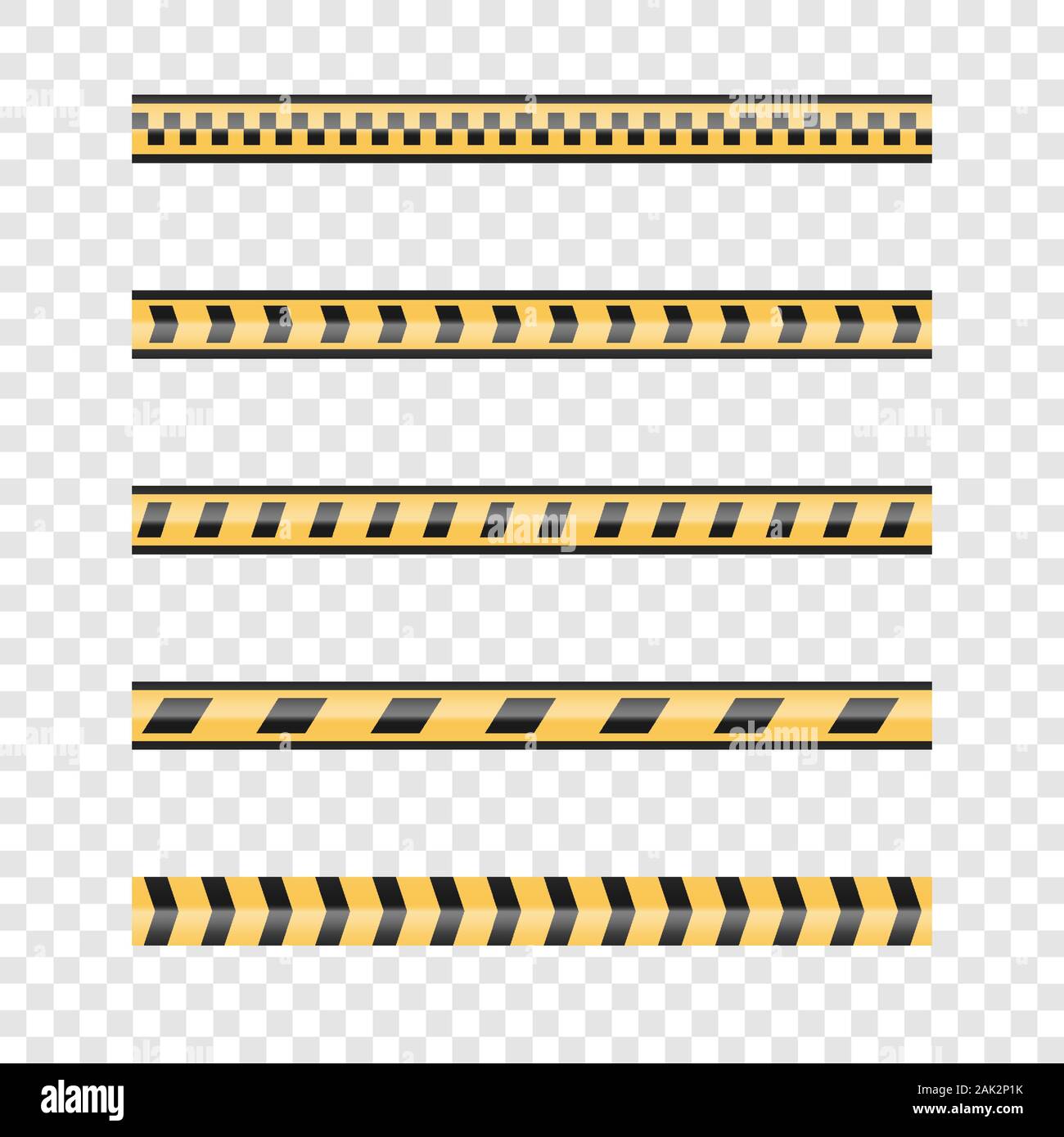 Set of caution danger tapes. Warning security vector. Barricade lines ...