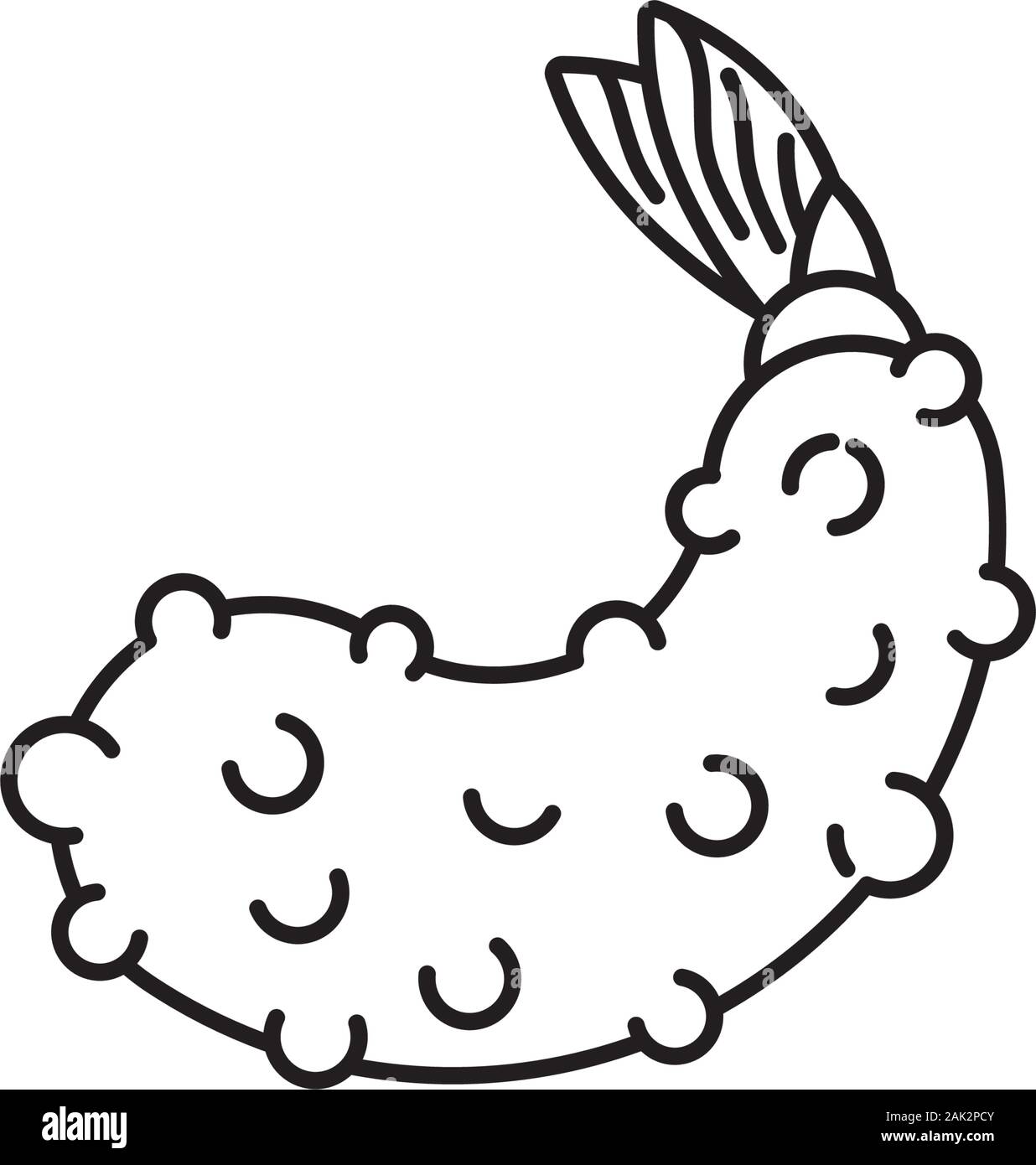 Deep fried tempura prawn outline icon. Asian food vector symbol Stock ...
