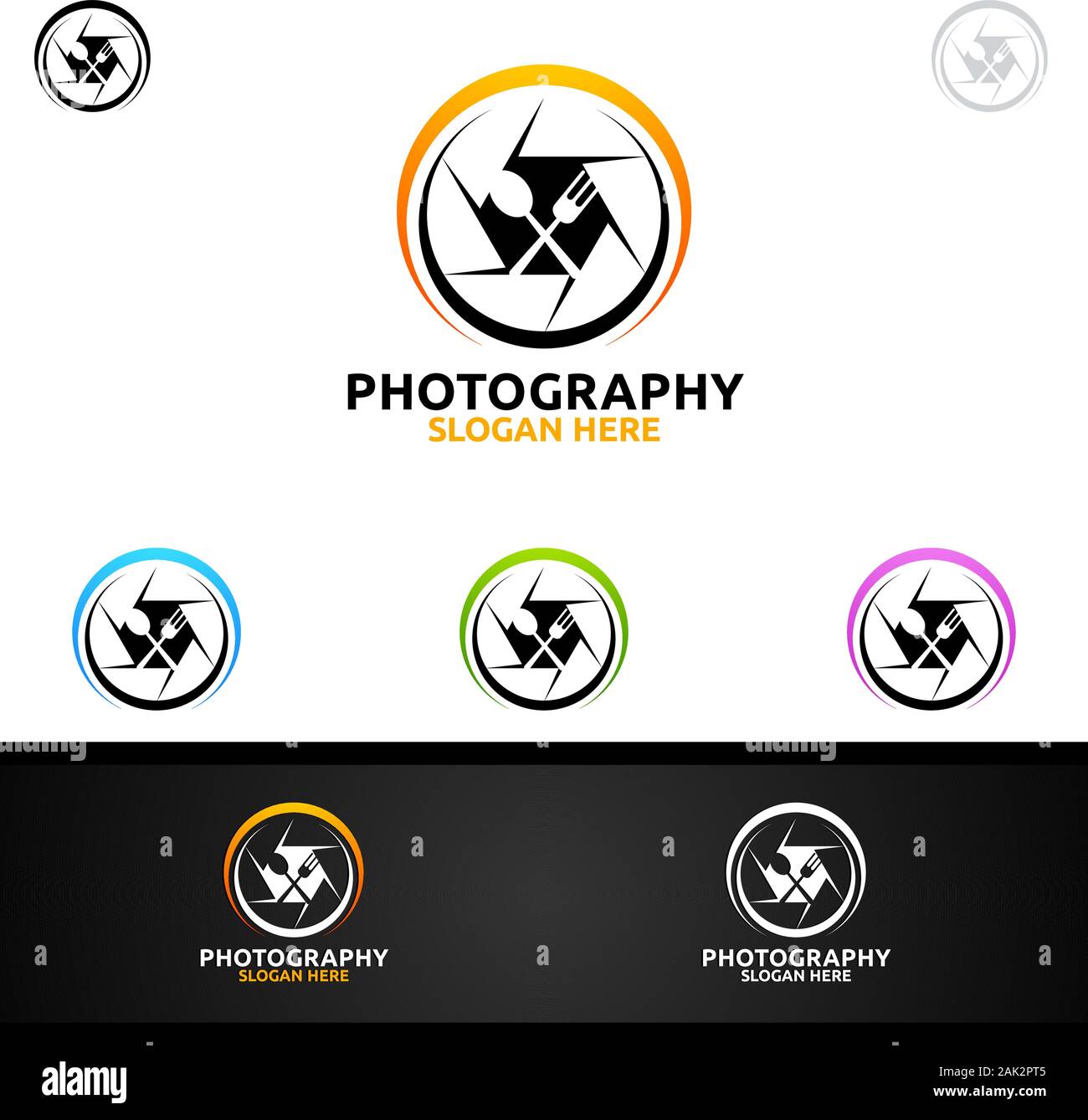 Food Camera Photography Logo Icon Vector Design Template Stock Vector ...