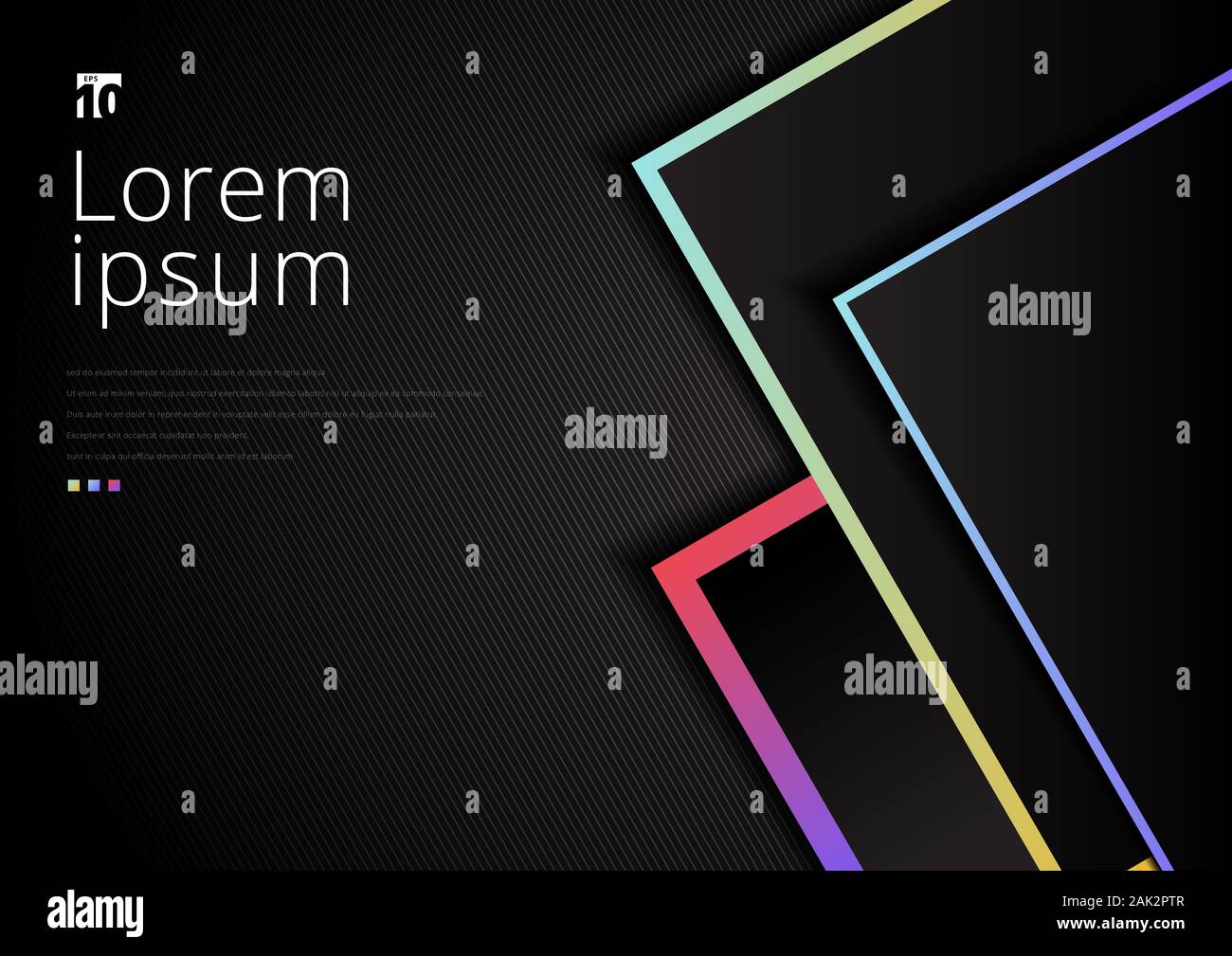 Abstract template geometric with vibrant color border on black ...