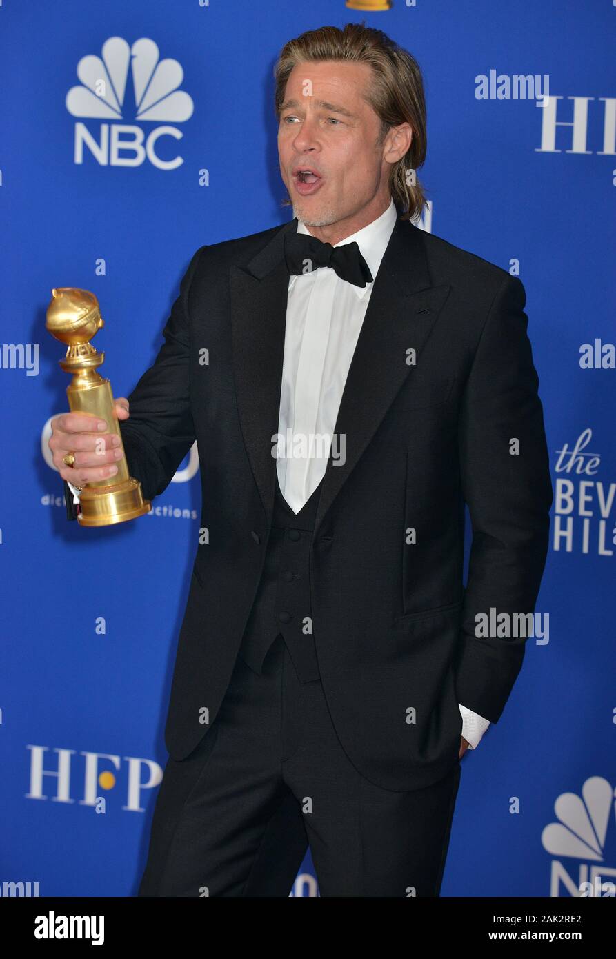 Los Angeles, USA. 06th Jan, 2020. Brad Pitt 112 poses in the press room ...