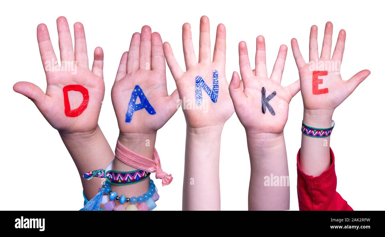 Children Hands Building Colorful German Word Danke Means Thank You ...