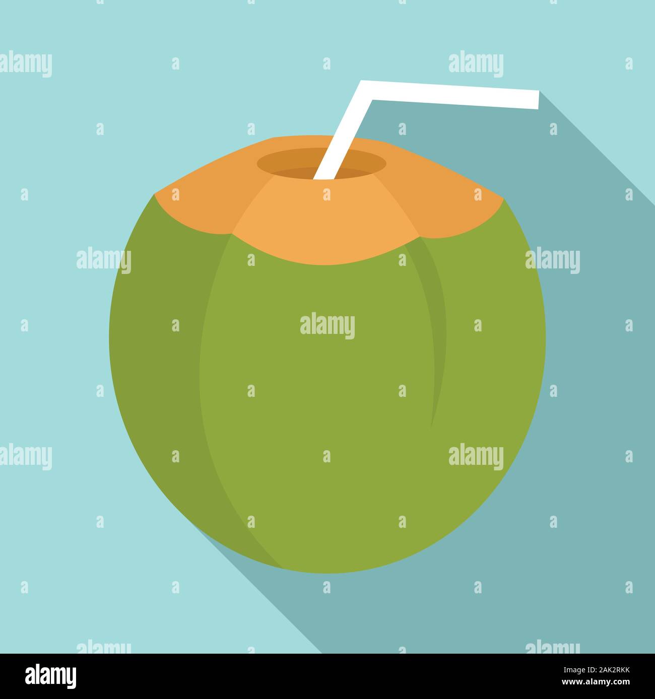 Coconut cocktail icon. Flat illustration of coconut cocktail vector ...