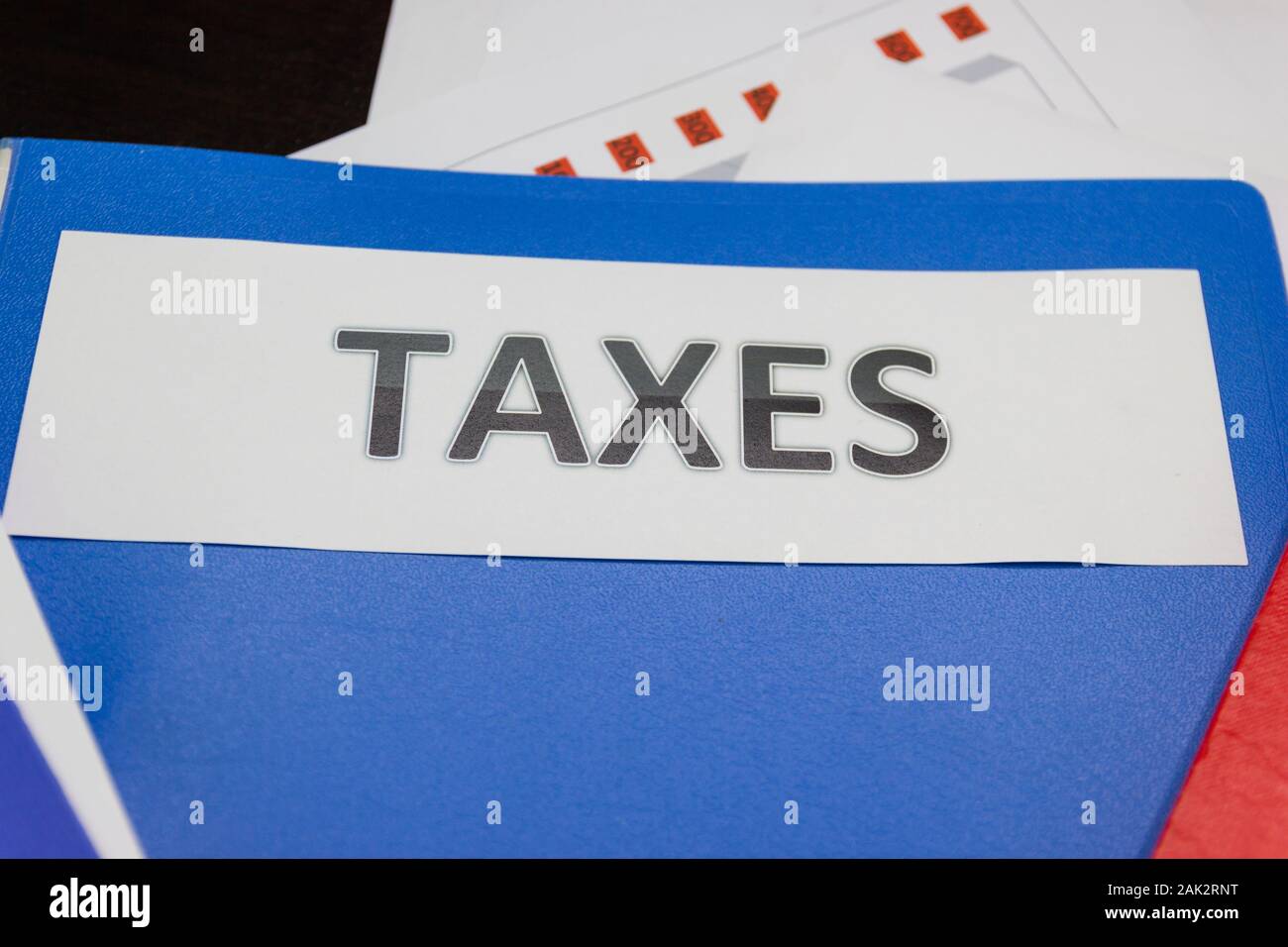 Folder Tax documents and paper files concept Annual tax payment Stock ...