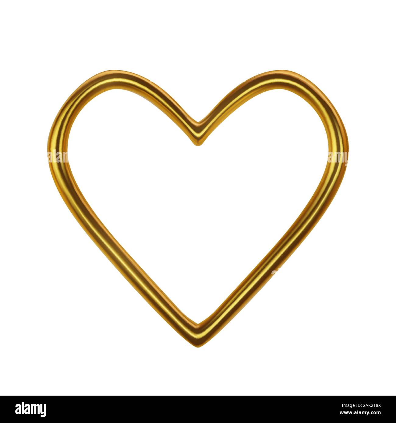 Realistic 3d gold metallic heart. Happy Valentines Day greeting card ...