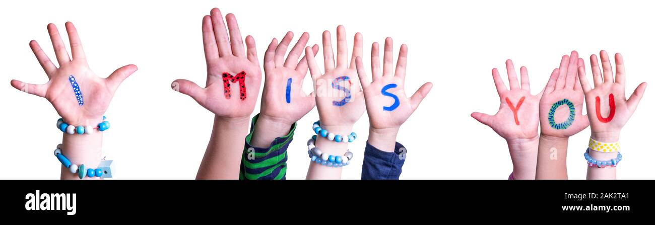 Children Hands Building Colorful Word I Miss You. White Isolated ...