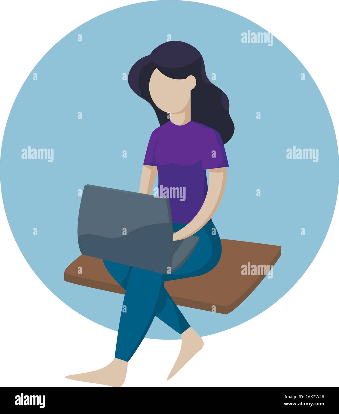Isometric Girl With A Laptop Sitting On A Chair Isometric Vector