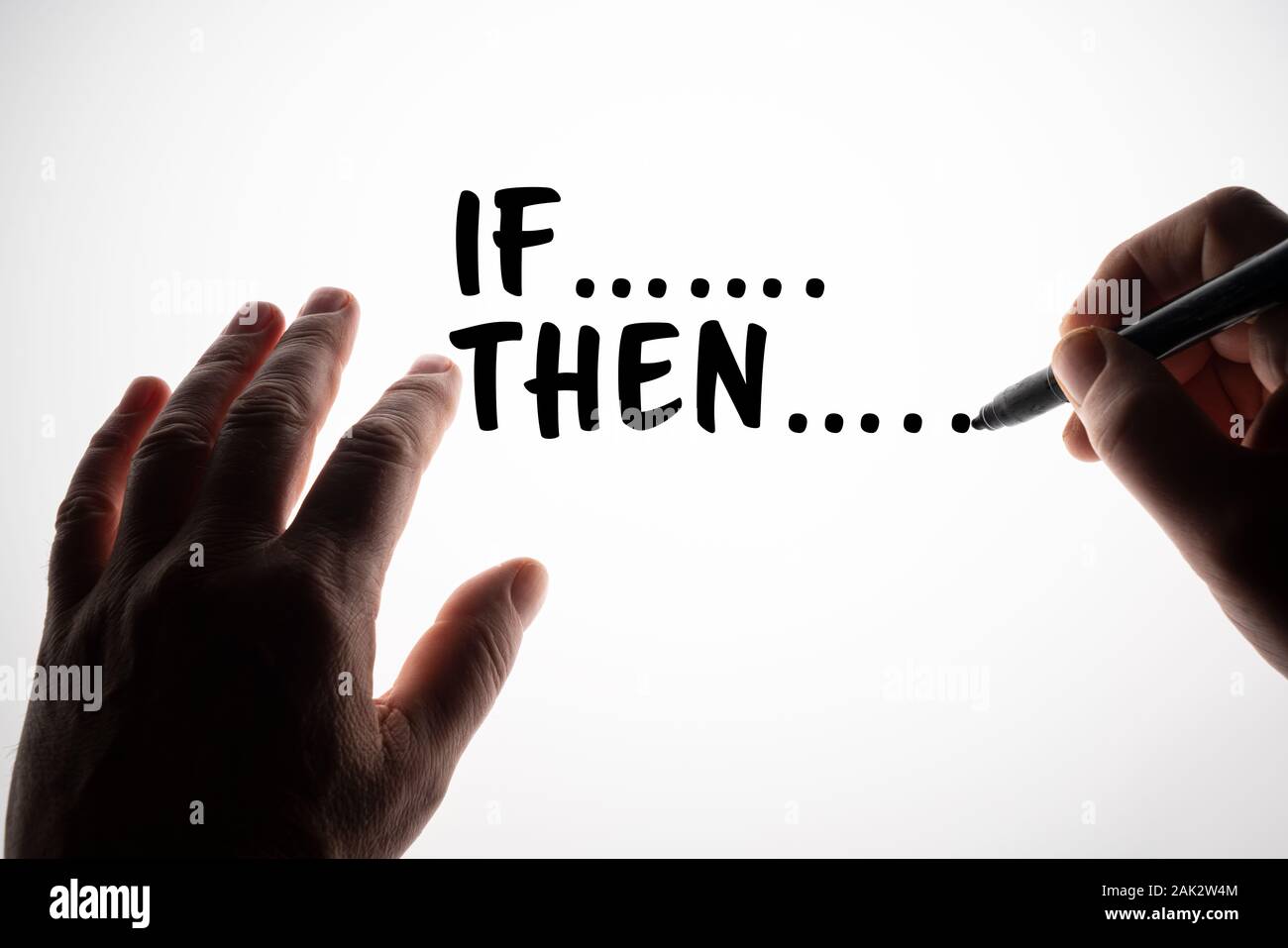 write the words " if then " on a backlit surface Stock Photo - Alamy