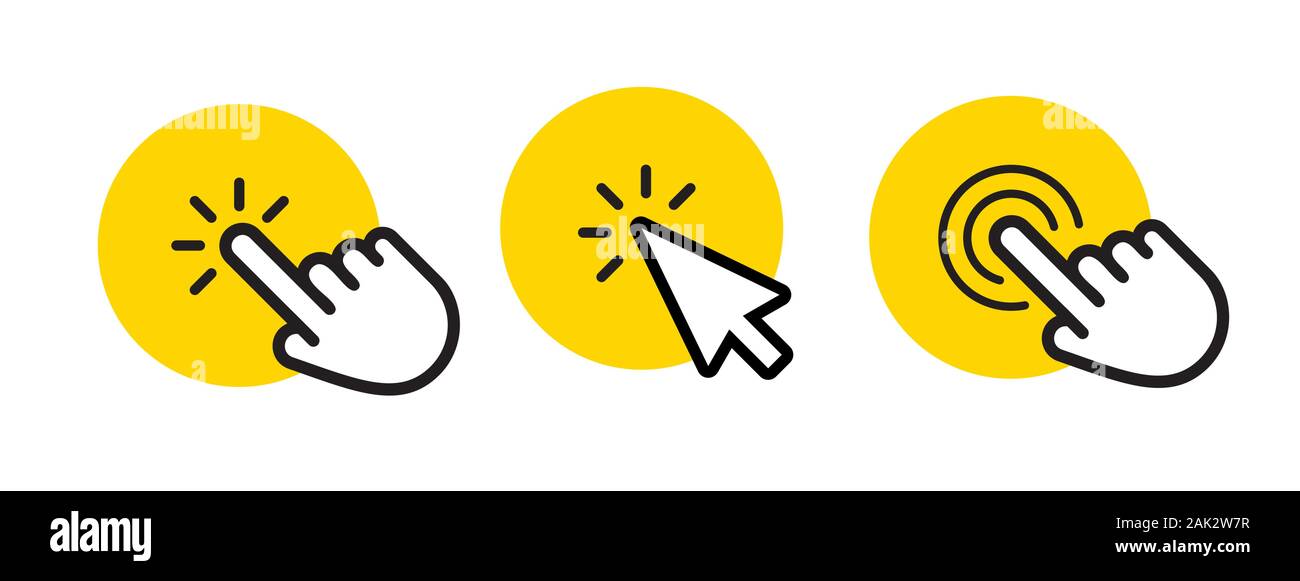Click poineter icons set, cursor and point web graphic element, buttons ...