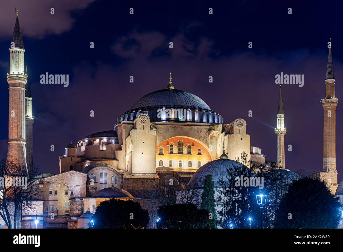 Night Time over Hagia Sophia or Hagia Sophia Church of the Holy Wisdom ...
