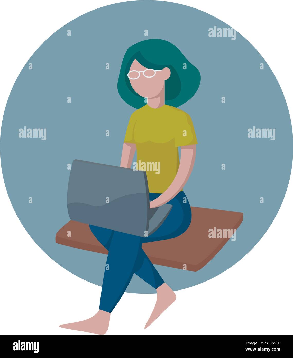Isometric girl with a laptop sitting on a chair. Isometric vector ...