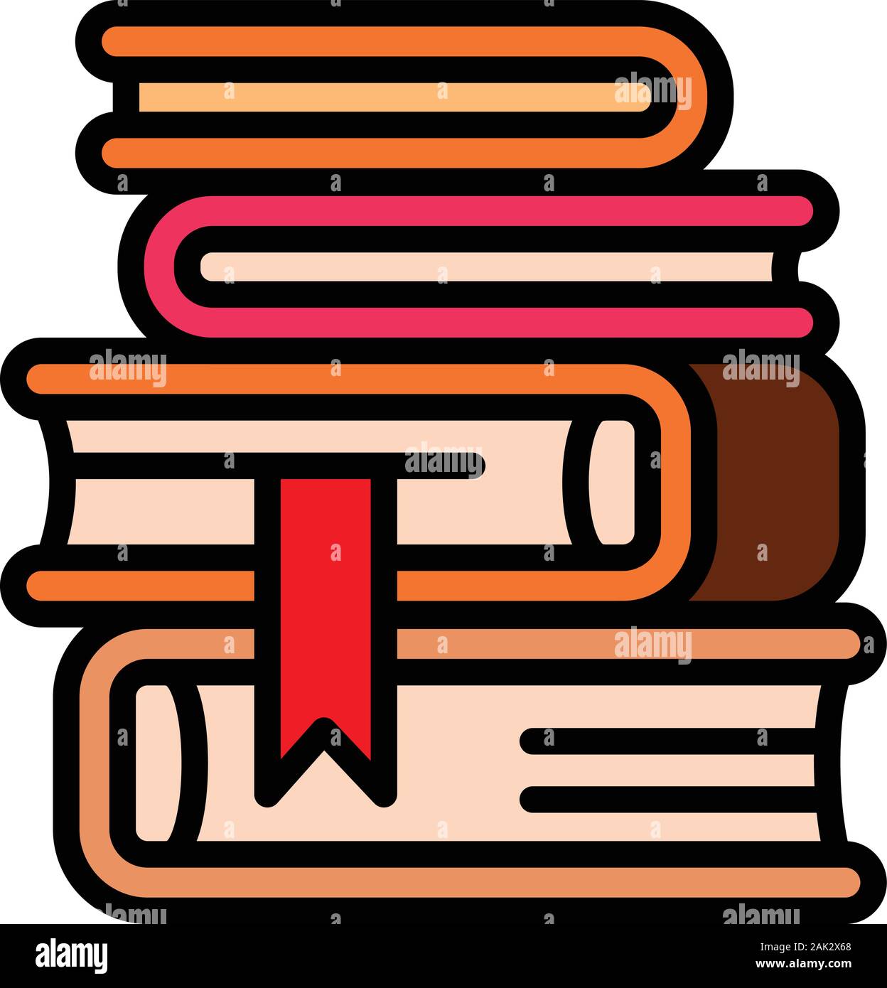 Library books stack icon. Outline library books stack vector icon for ...