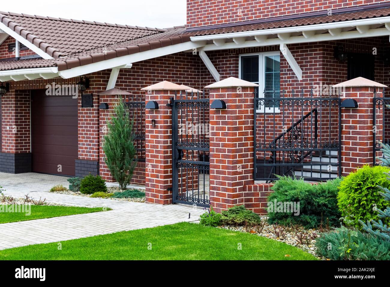 Porch of a private brick country house Stock Photo - Alamy