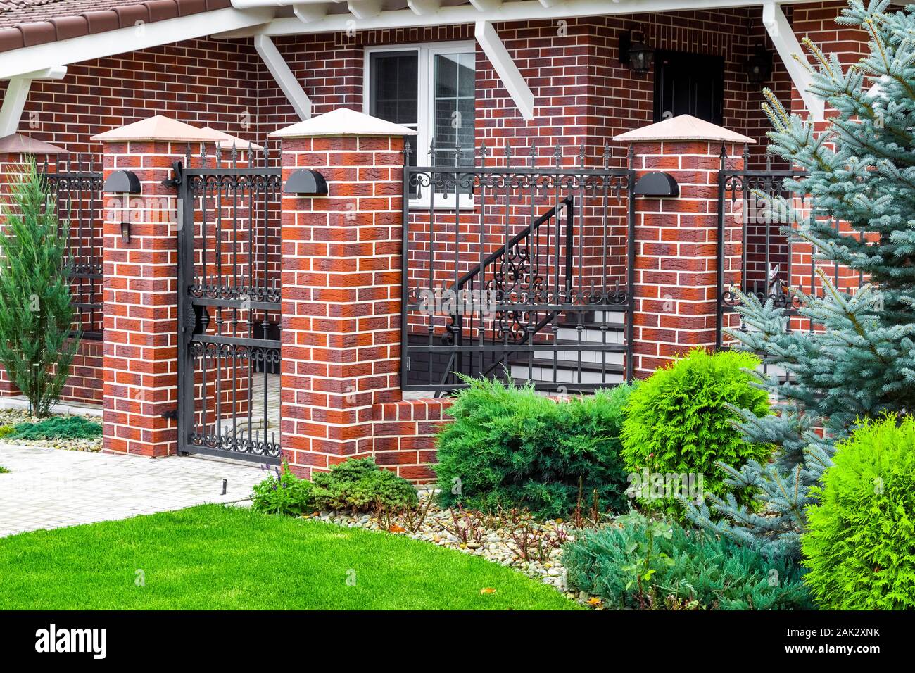 Porch of a private brick country house Stock Photo - Alamy