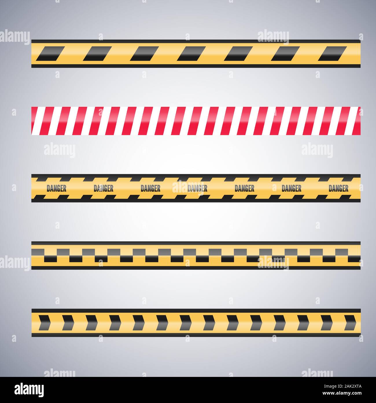 Set of caution danger tapes. Warning security vector. Barricade lines ...