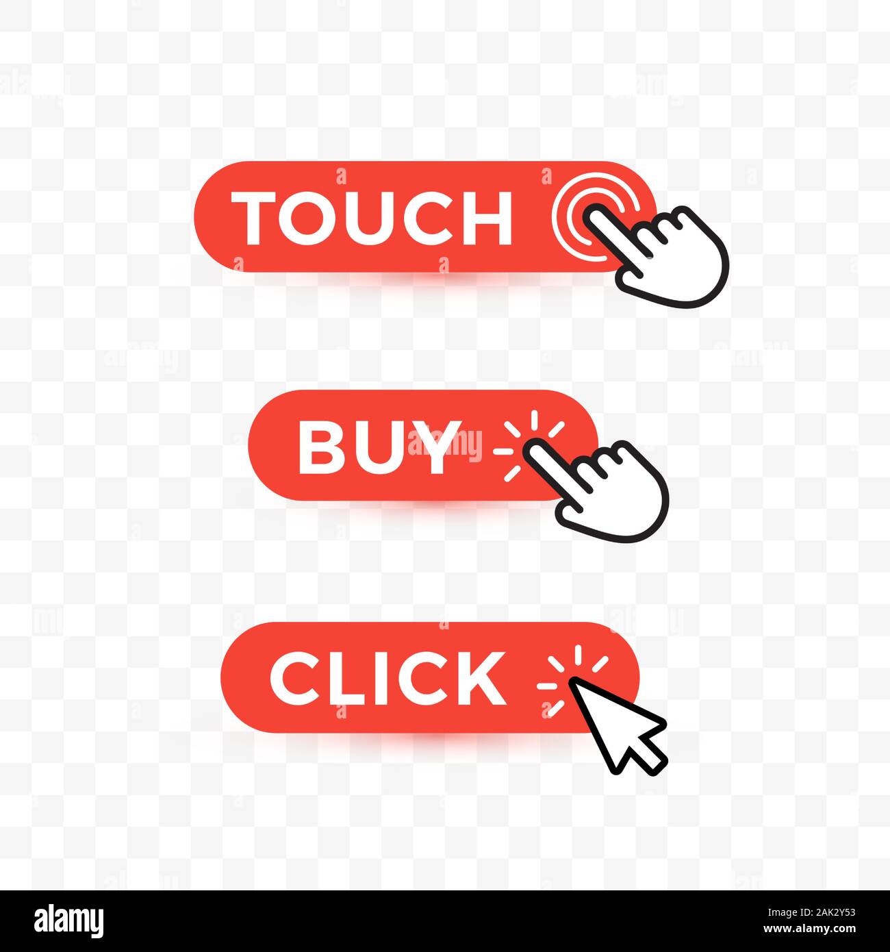Choice web buttons set. Touch, but and click text on rounded buttons ...