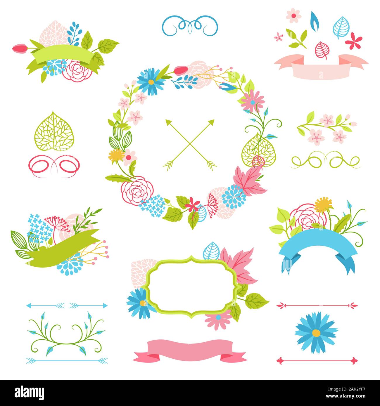 Set of decorative ribbons with spring flowers Stock Vector Image & Art ...