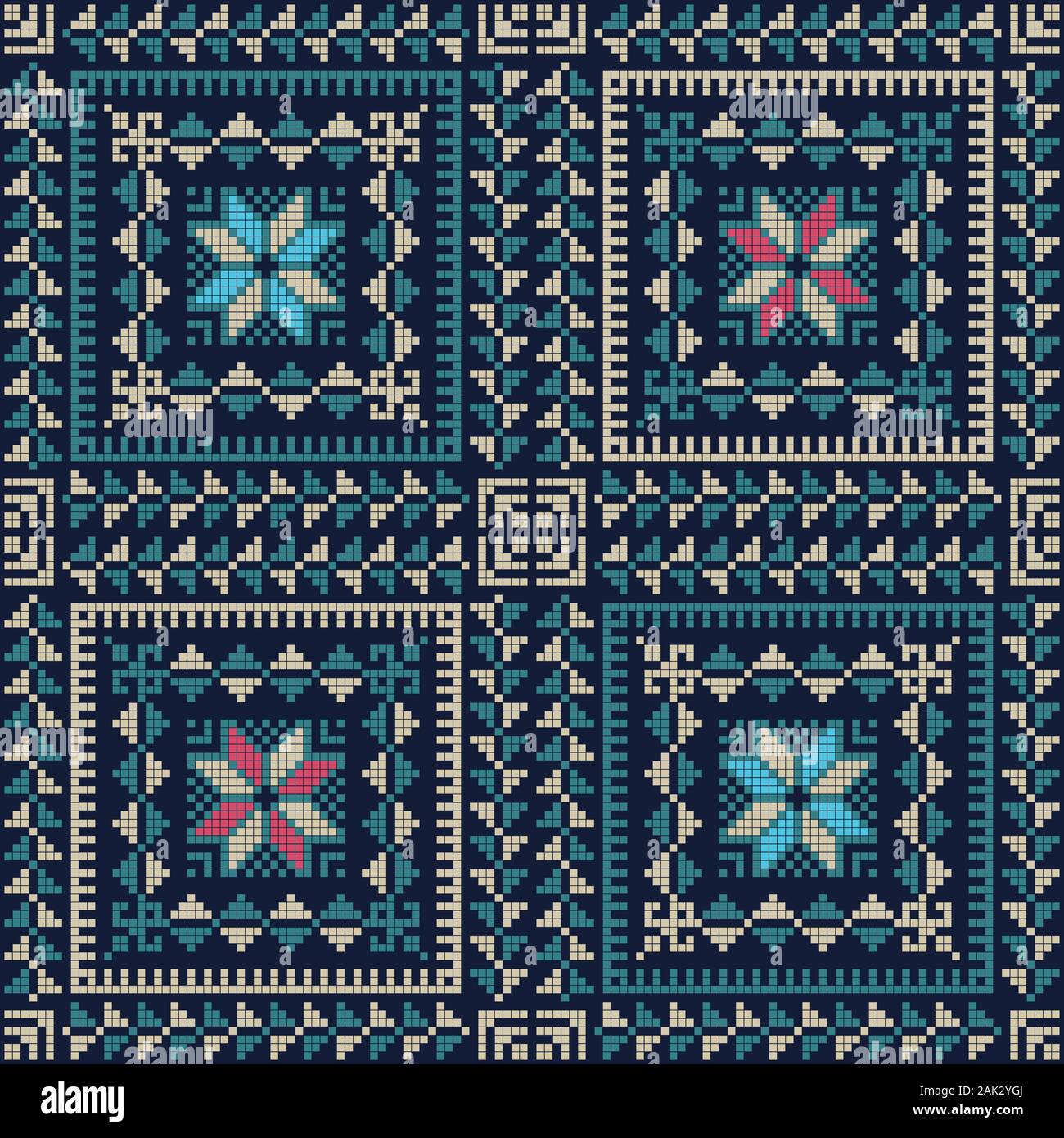 Seamless pattern design with traditional Palestinian embroidery motif ...