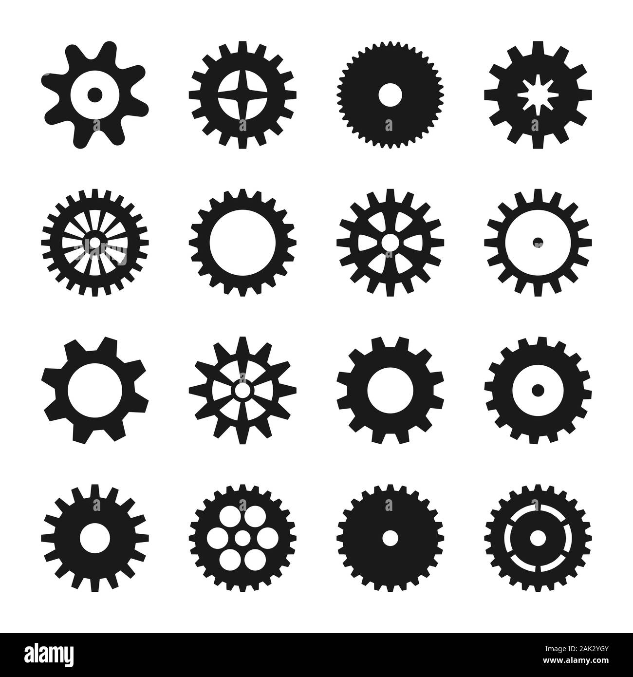 Cogwheel icons collection. Technology design symbols set Stock Vector ...