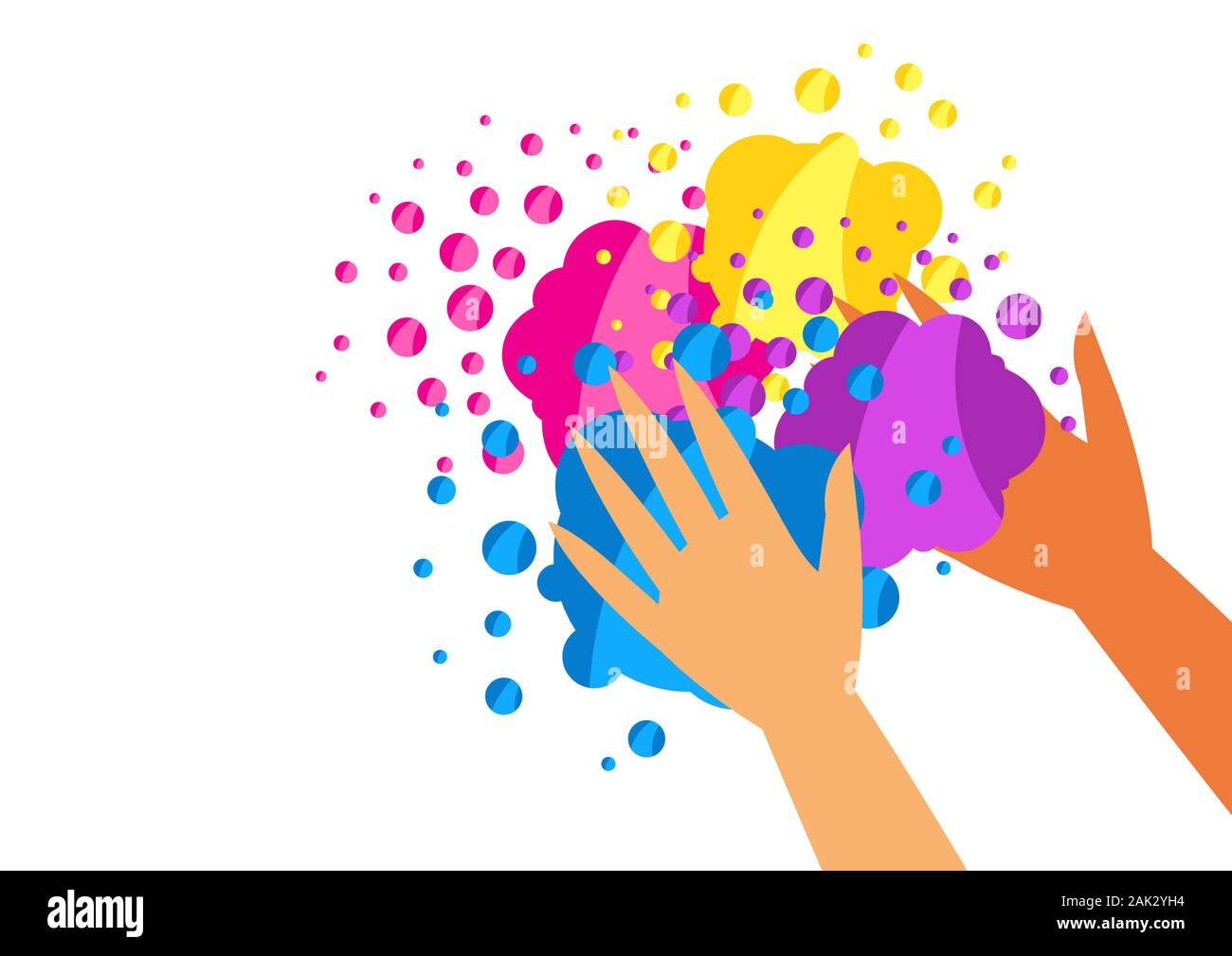 Happy Holi colorful background with hands and paint Stock Vector Image ...