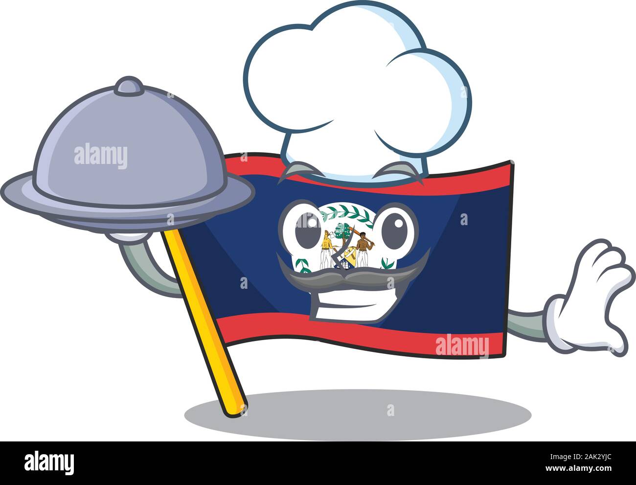 cartoon design of flag belize as a Chef having food on tray Stock ...