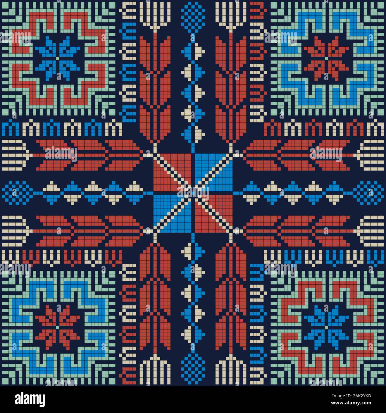 Seamless pattern design with traditional Palestinian embroidery motif ...