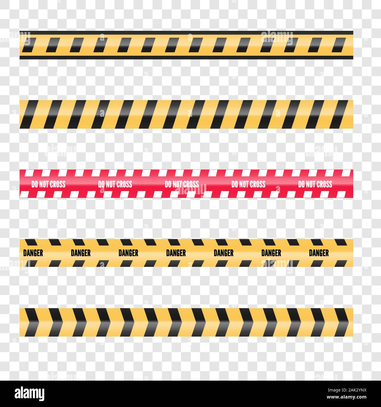 Set of caution danger tapes. Warning security vector. Barricade lines ...