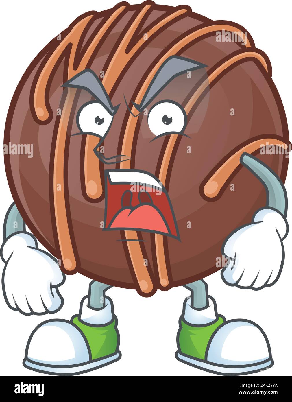 Chocolate praline ball cartoon character design having angry face Stock ...