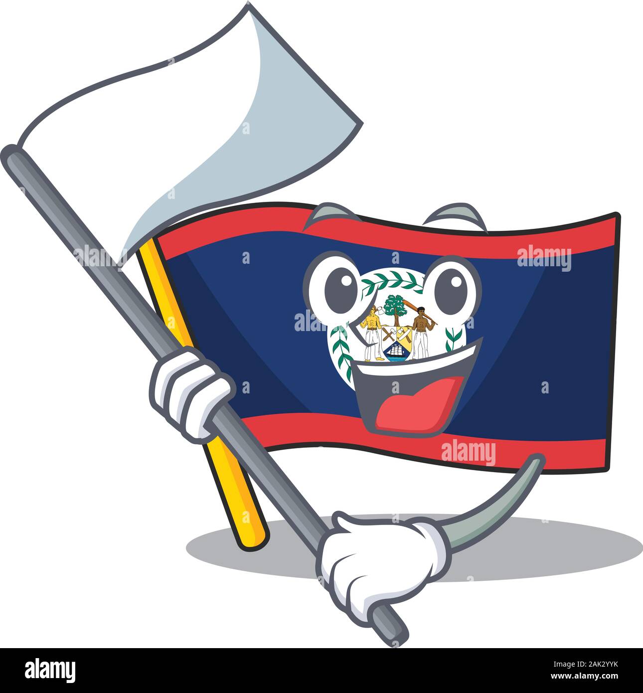 Funny flag belize cartoon character style holding a standing flag Stock ...