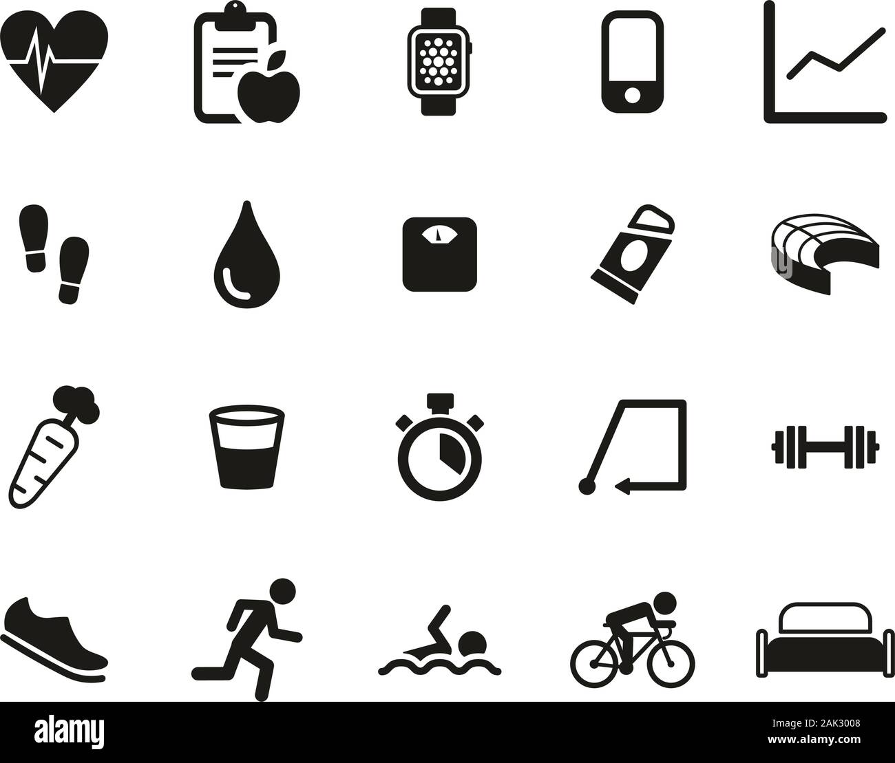 Activity Tracker Icons Black & White Set Big Stock Vector Image & Art ...