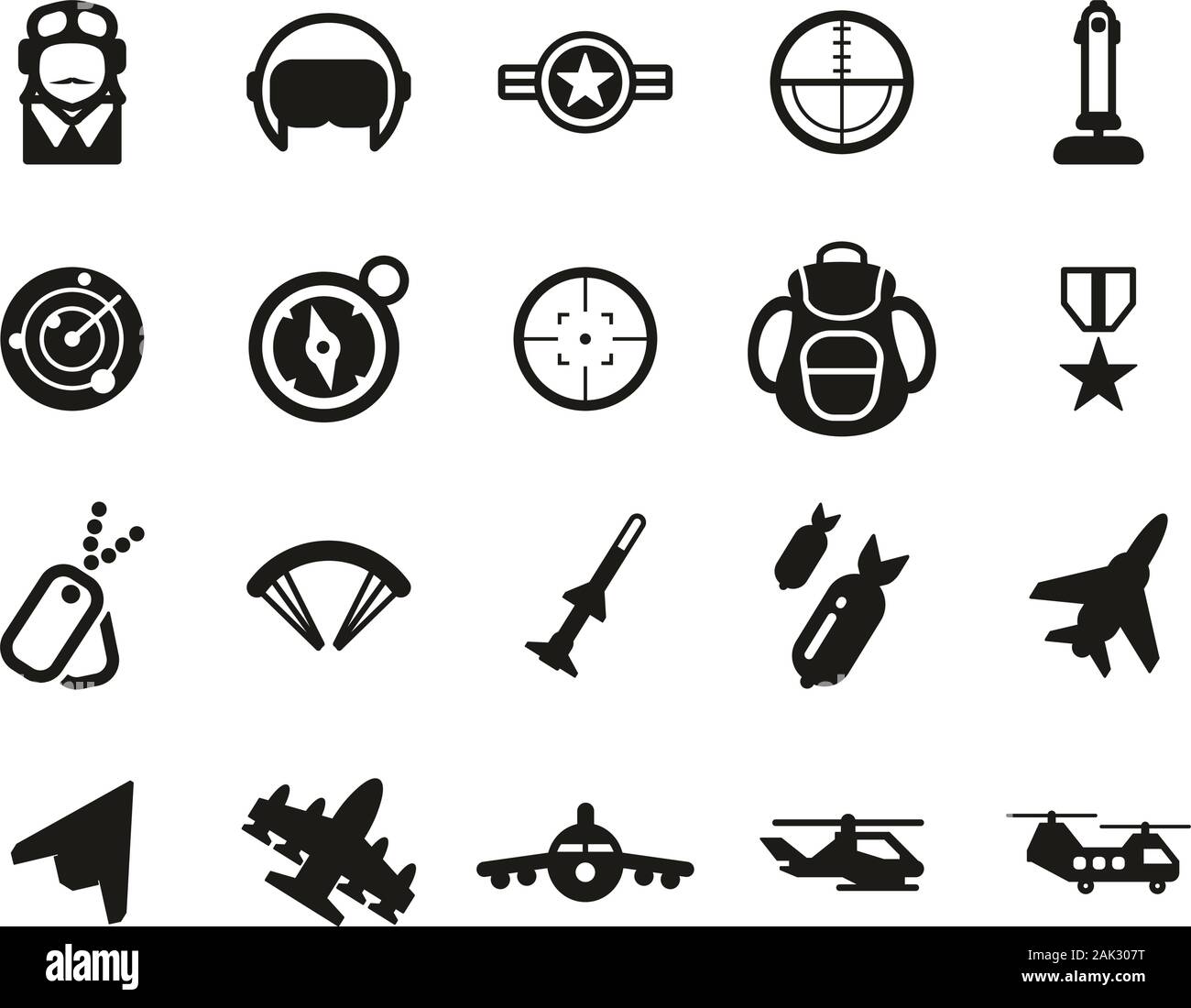 Air Force Icons Black & White Set Big Stock Vector Image & Art - Alamy