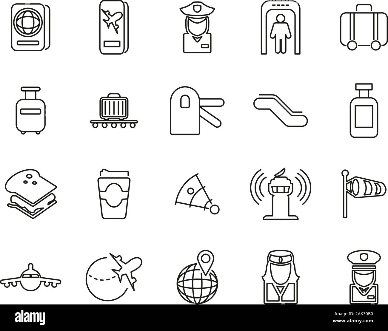 Airport Icons Thin Line Set Big Stock Vector Image & Art - Alamy