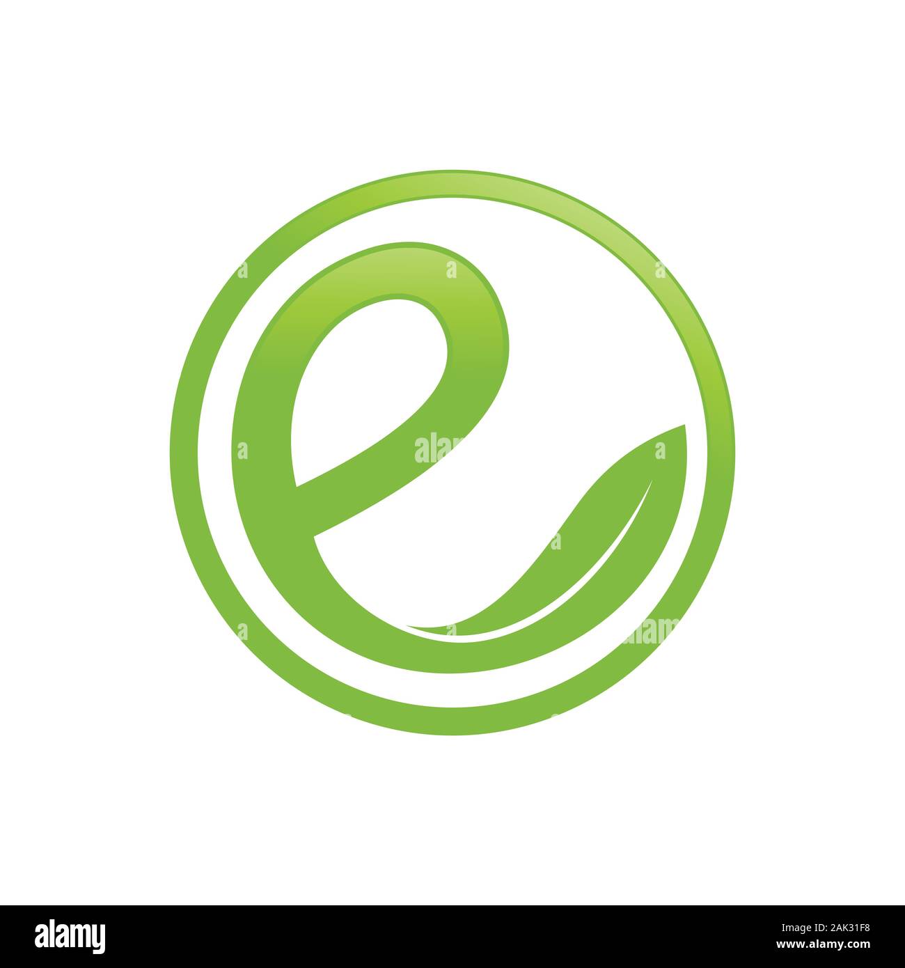 Green Circular Organic Initial e Lettermark Vector Symbol Graphic Logo ...