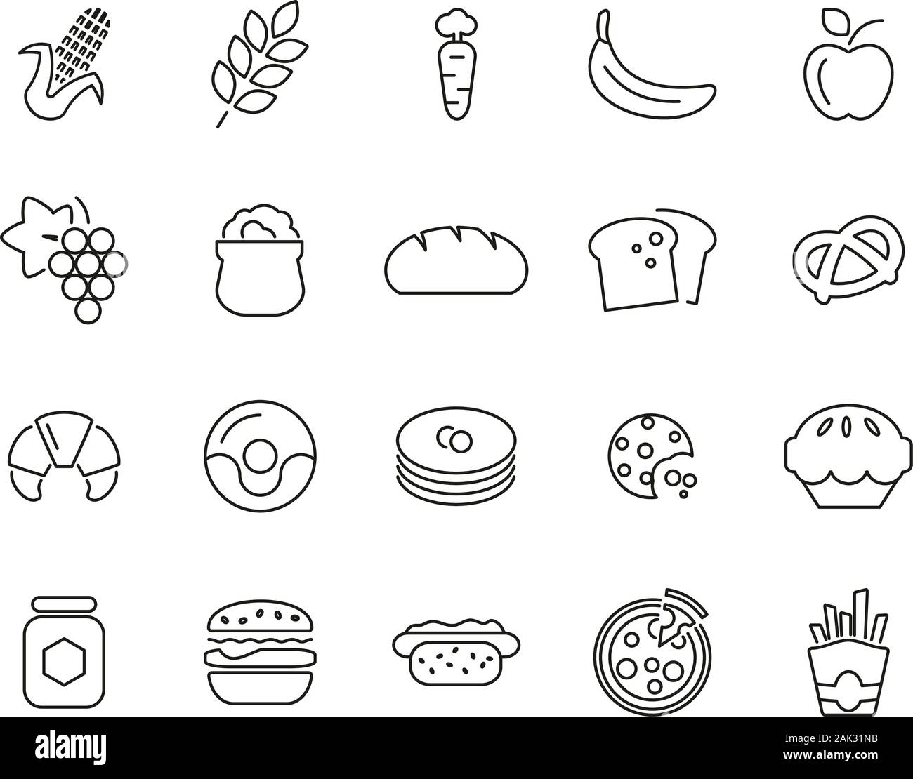 Carbohydrate Food Icons Thin Line Set Big Stock Vector Image & Art - Alamy