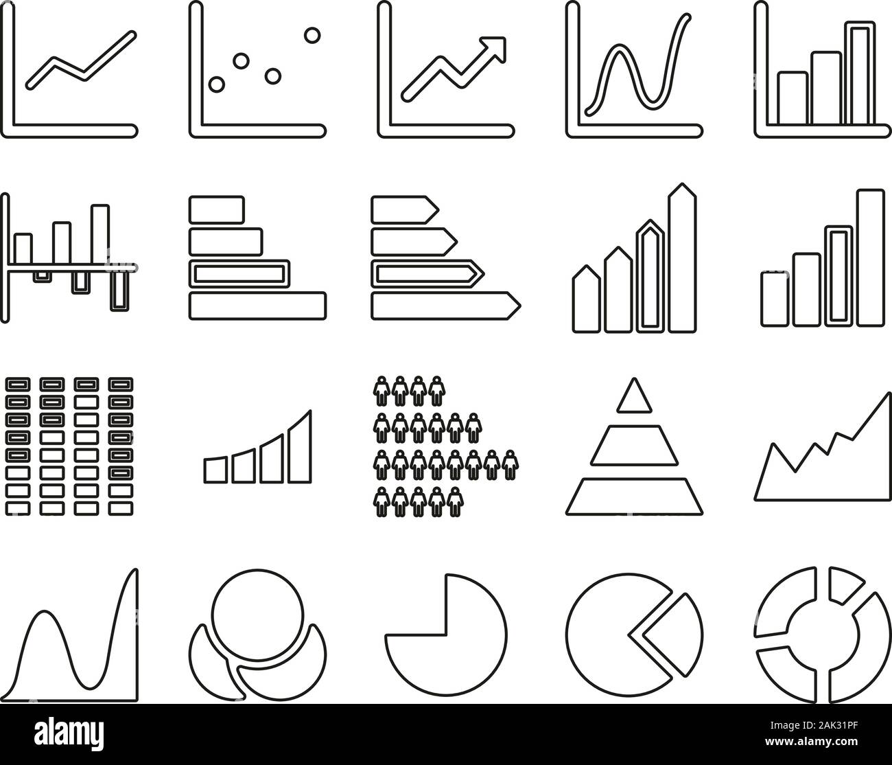 Charts Or Graph Icons Thin Line Set Big Stock Vector Image & Art - Alamy