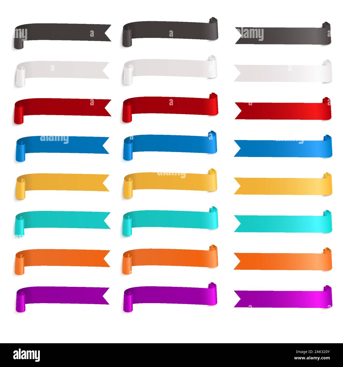 colorful ribbon banner flags set. Retro elements collection Stock ...