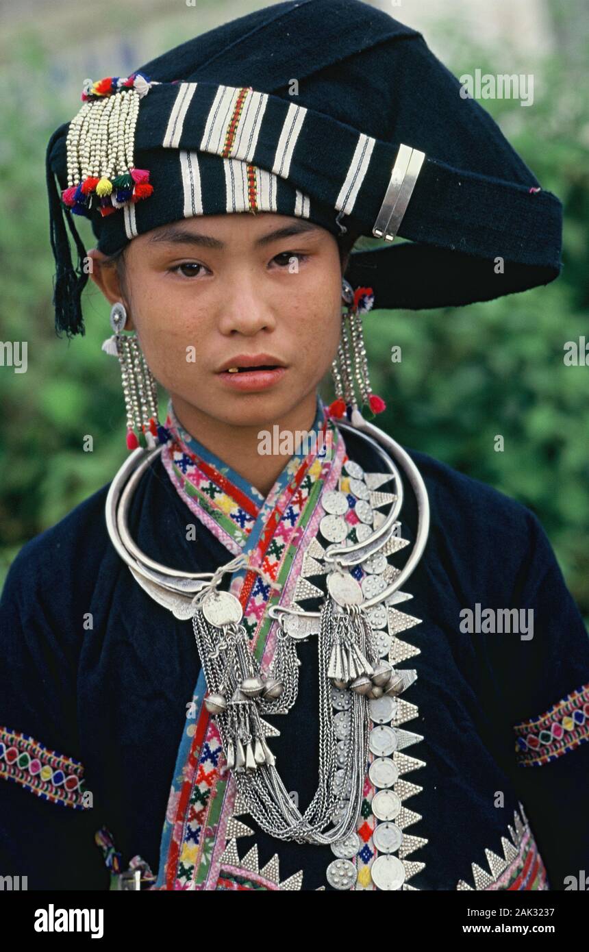 A young woman from the Lao people in the North of Vietnam presents the ...