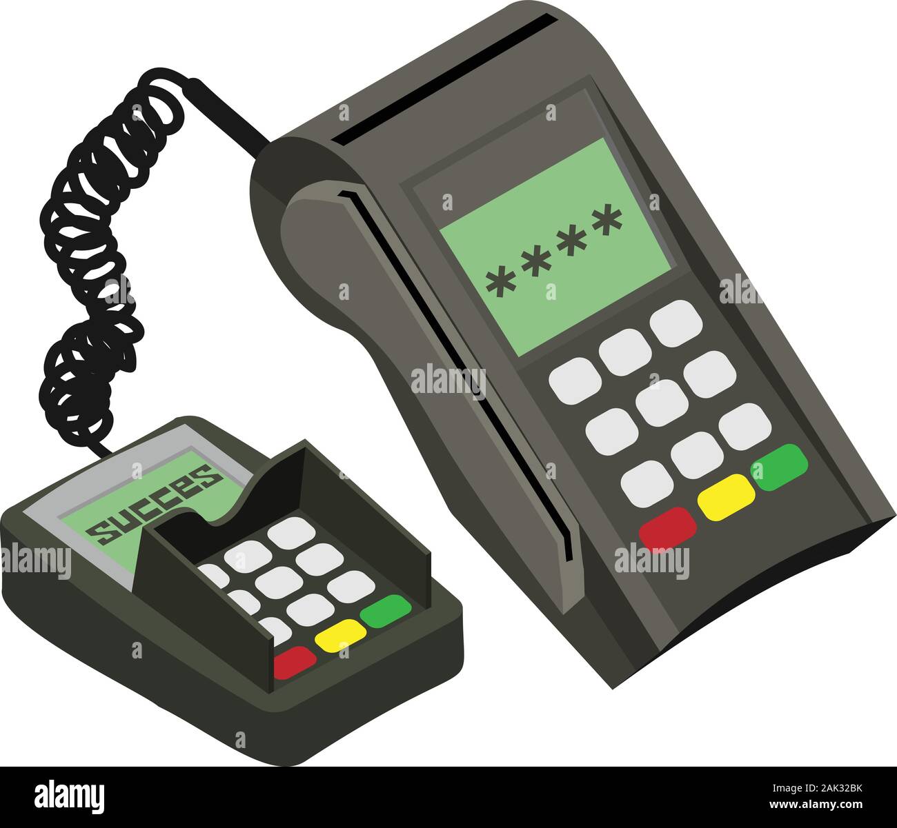 Wired payment terminal icon. Isometric of wired payment terminal vector ...