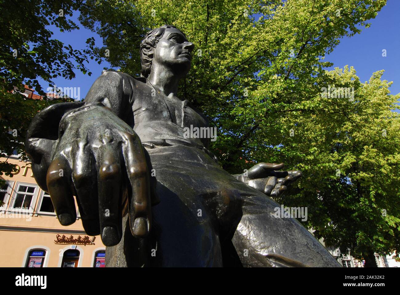 The monument of the composer Johann Sebastian Bach stands on the market ...