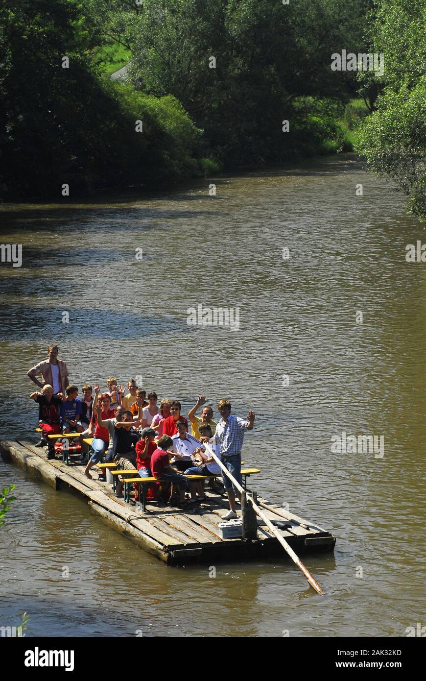 A raft tour on the Saale near Uhlstädt, Germany. (Undated picture ...