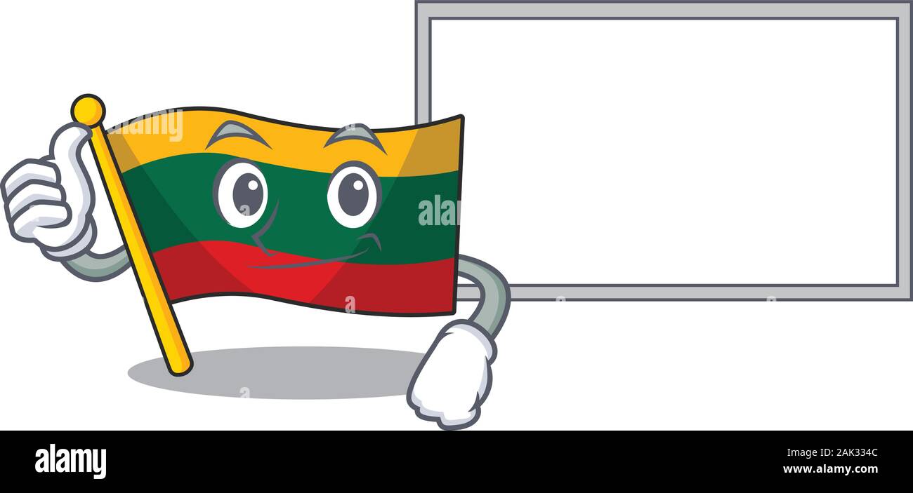 Thumbs up of flag lithuania cartoon design with board Stock Vector ...