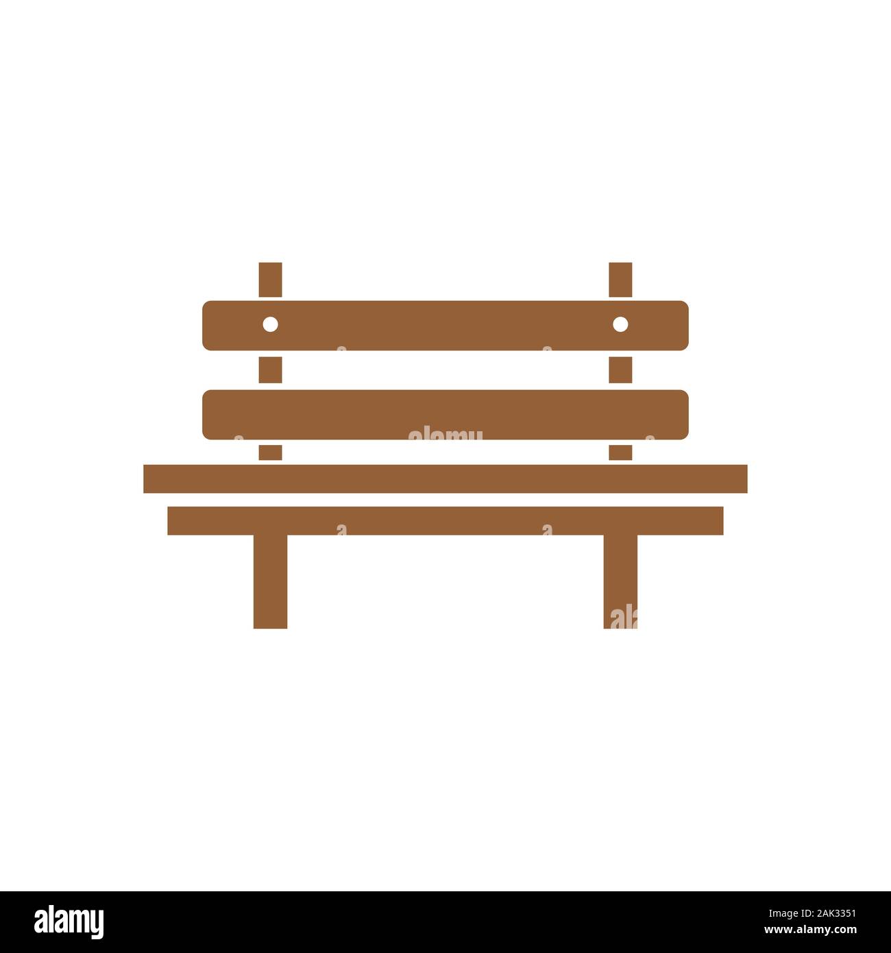 Wooden bench isolated on white background. Park brown vector bench in ...