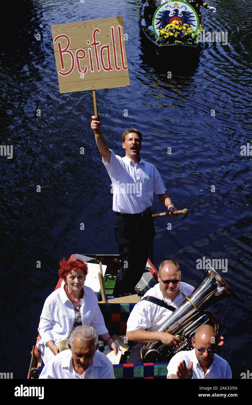 A participant of the rowing boat parade, a part of the Spree Forest ...