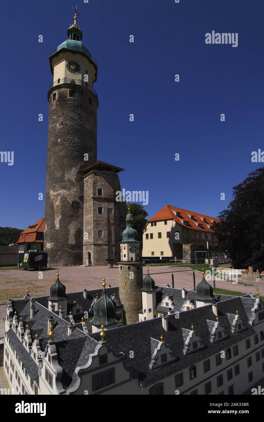 The original Neideck castle in Arnstadt, Germany, and its small replica ...