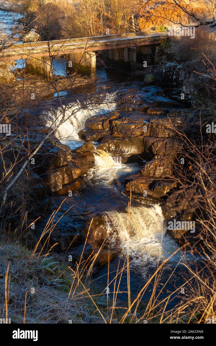 Waterfalls on Keltie Water near Callander Scotland Stock Photo - Alamy