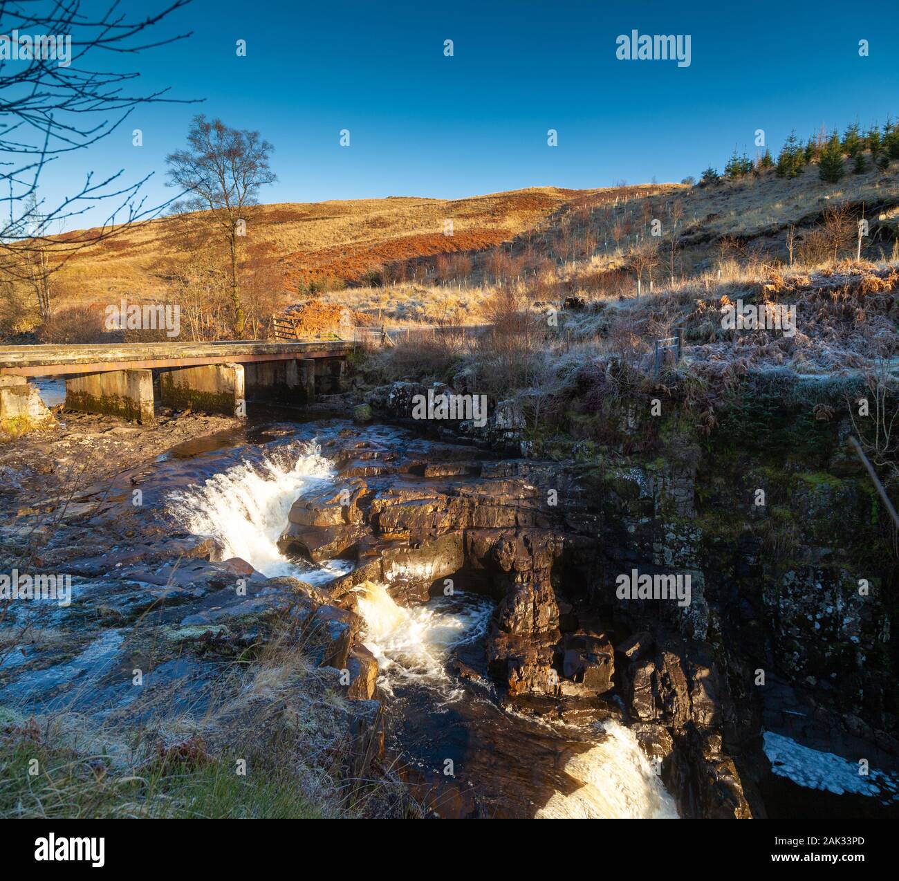 Waterfalls on Keltie Water near Callander Scotland Stock Photo - Alamy