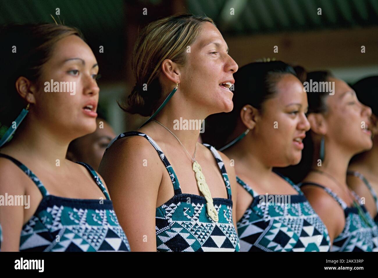 Local women singing during Waitangi Day, the national holiday on the ...