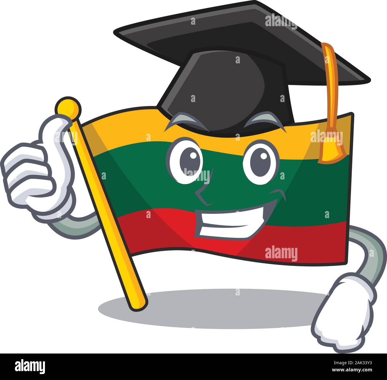 happy and proud of flag lithuania wearing a black Graduation hat Stock ...