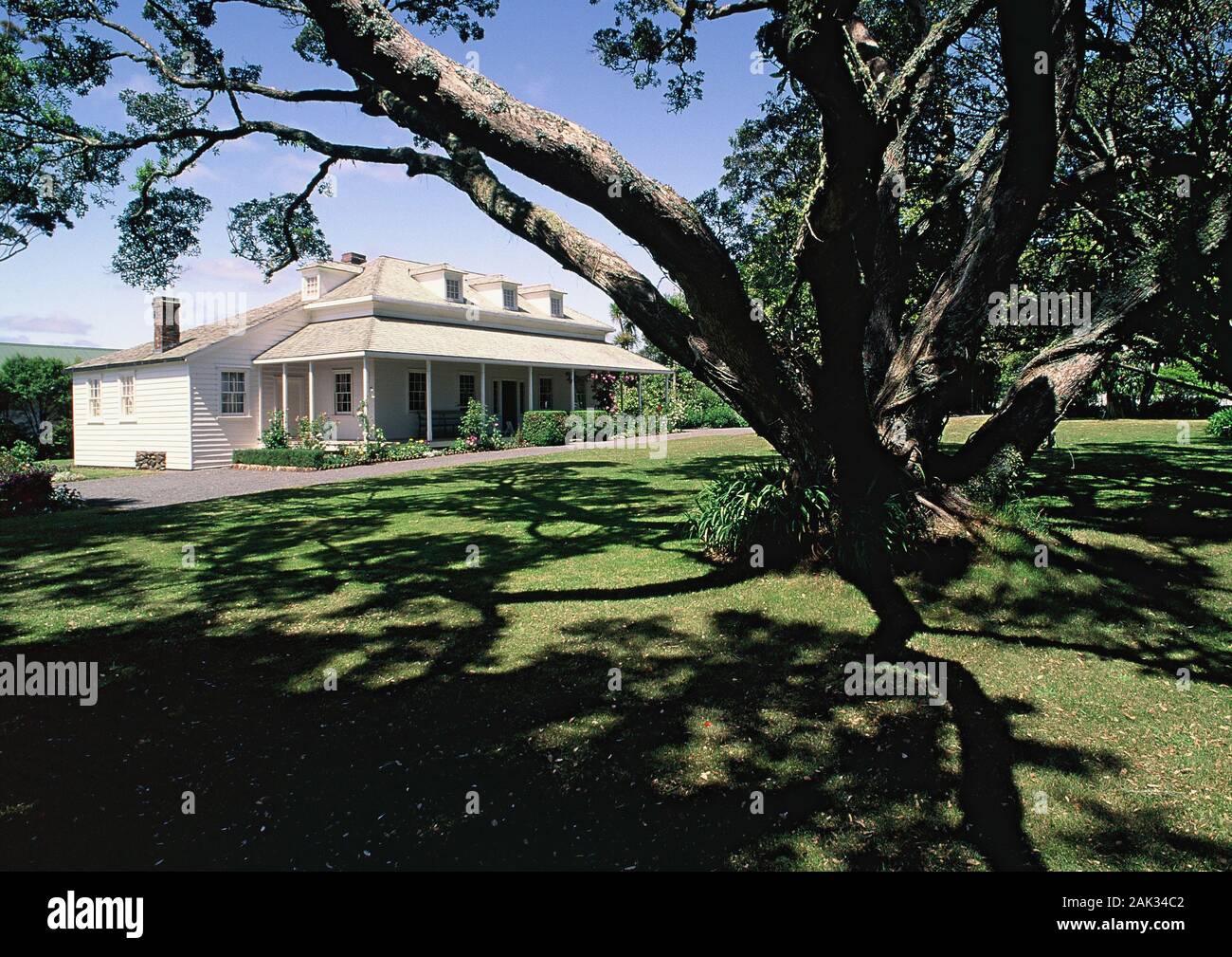Surrounded by subtropical plants is the Kemp House in Kerikeri. The ...